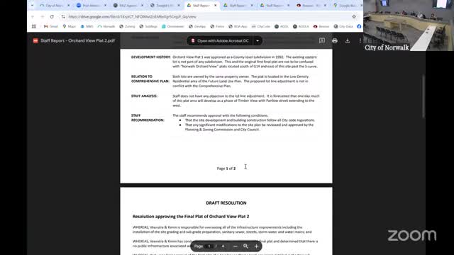 CitizenPortal.ai - Commission approves final plat of Orchard View Plat 2