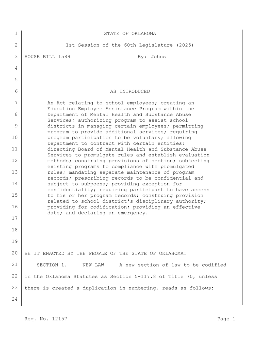 CitizenPortal.ai - Oklahoma Legislature introduces Education Employee ...