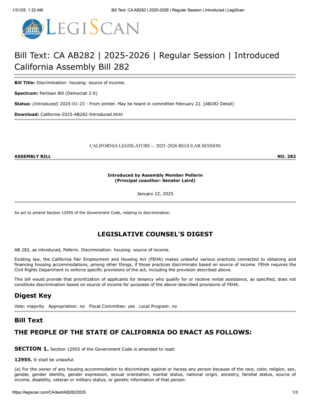 CitizenPortal.ai - Assembly Member Pellerin introduces California AB ...