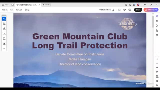 CitizenPortal.ai - Green Mountain Club updates Vermont Senate on long ...