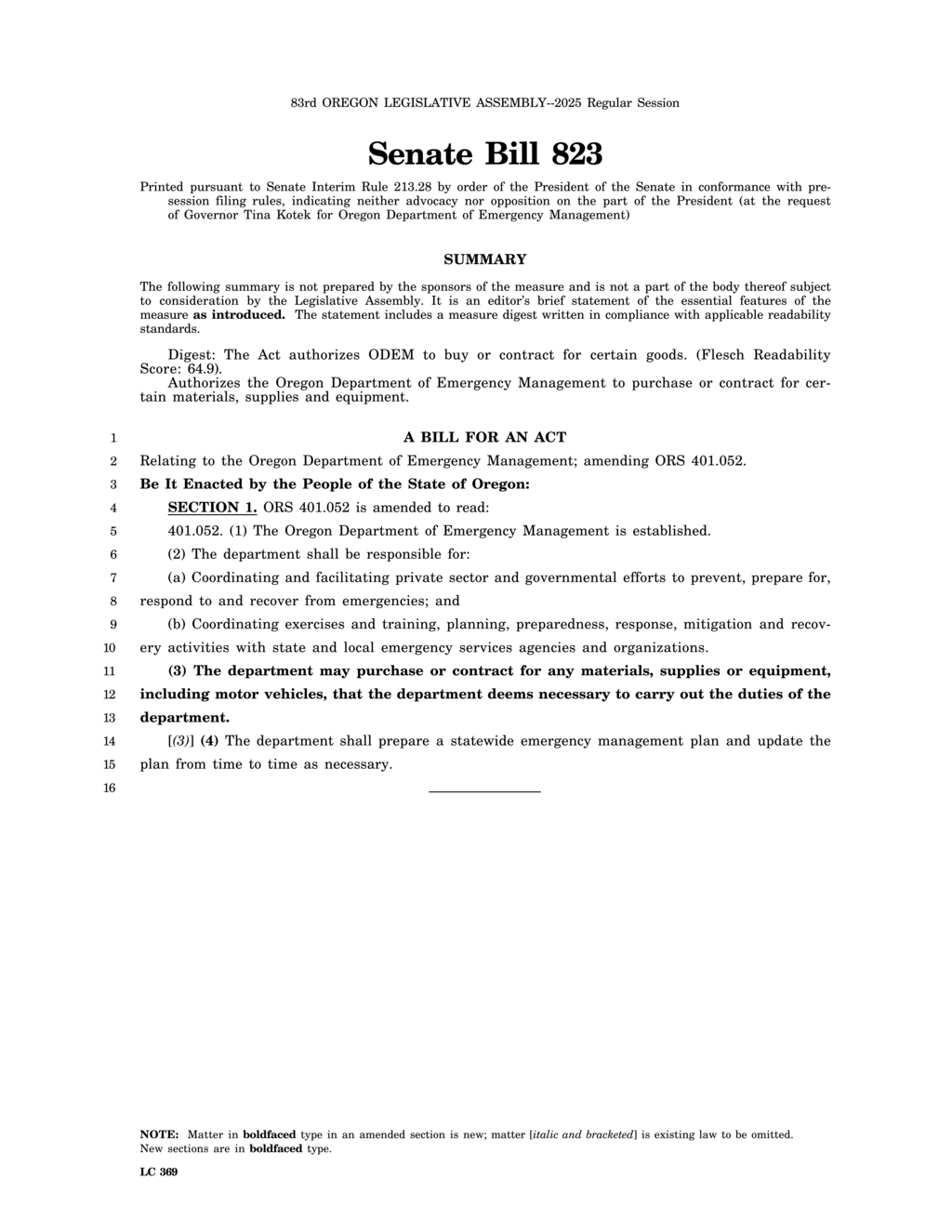 CitizenPortal.ai - Oregon Senate Bill 823 empowers Emergency Management ...