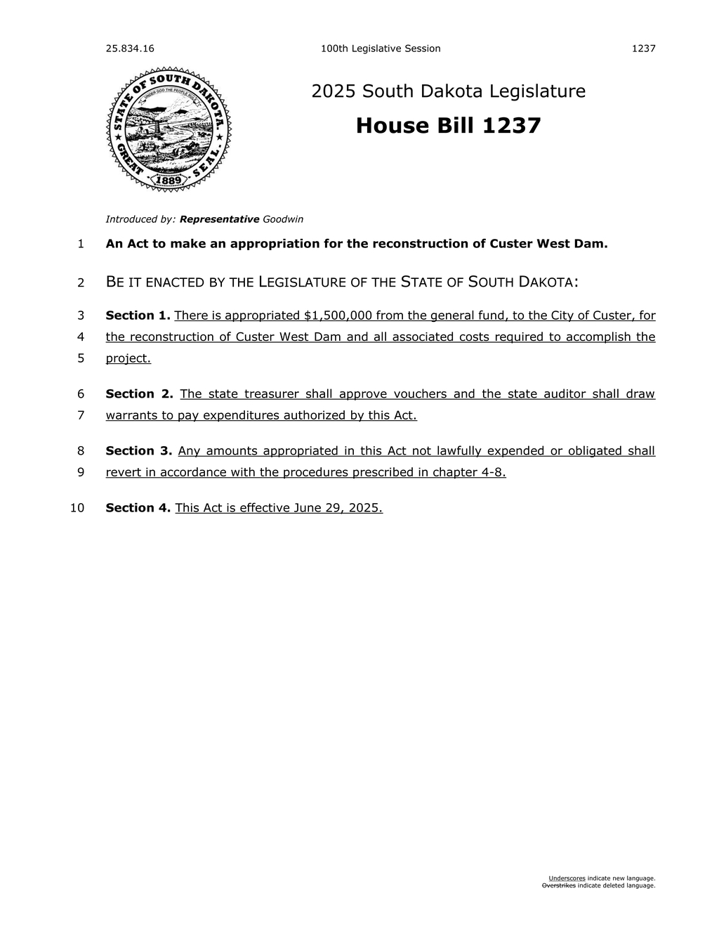 CitizenPortal.ai - South Dakota Legislature allocates $1.5M for Custer ...