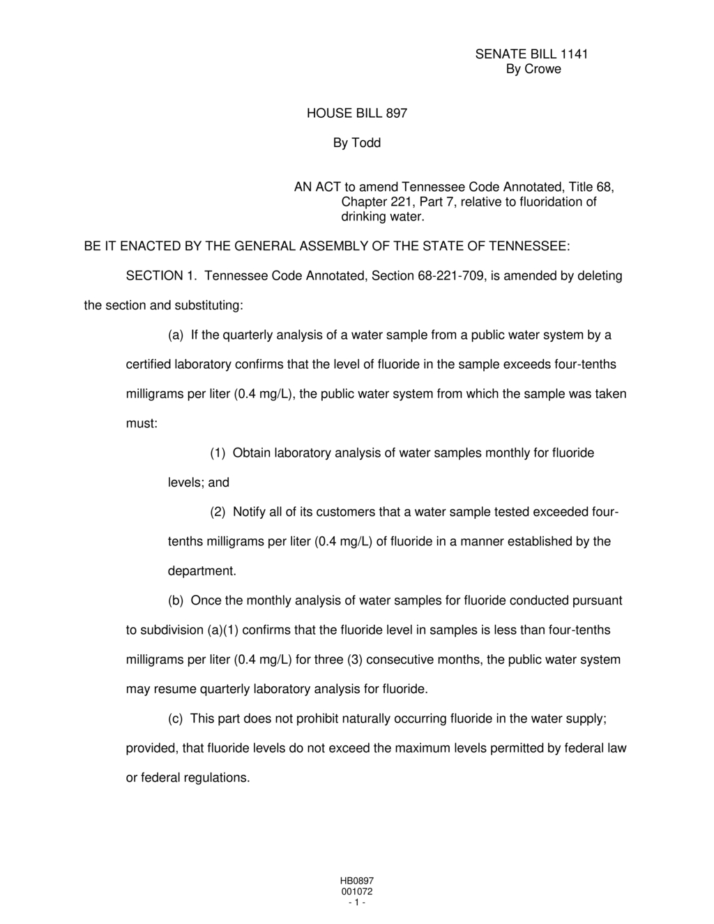 CitizenPortal.ai - Tennessee mandates end to public water fluoridation ...