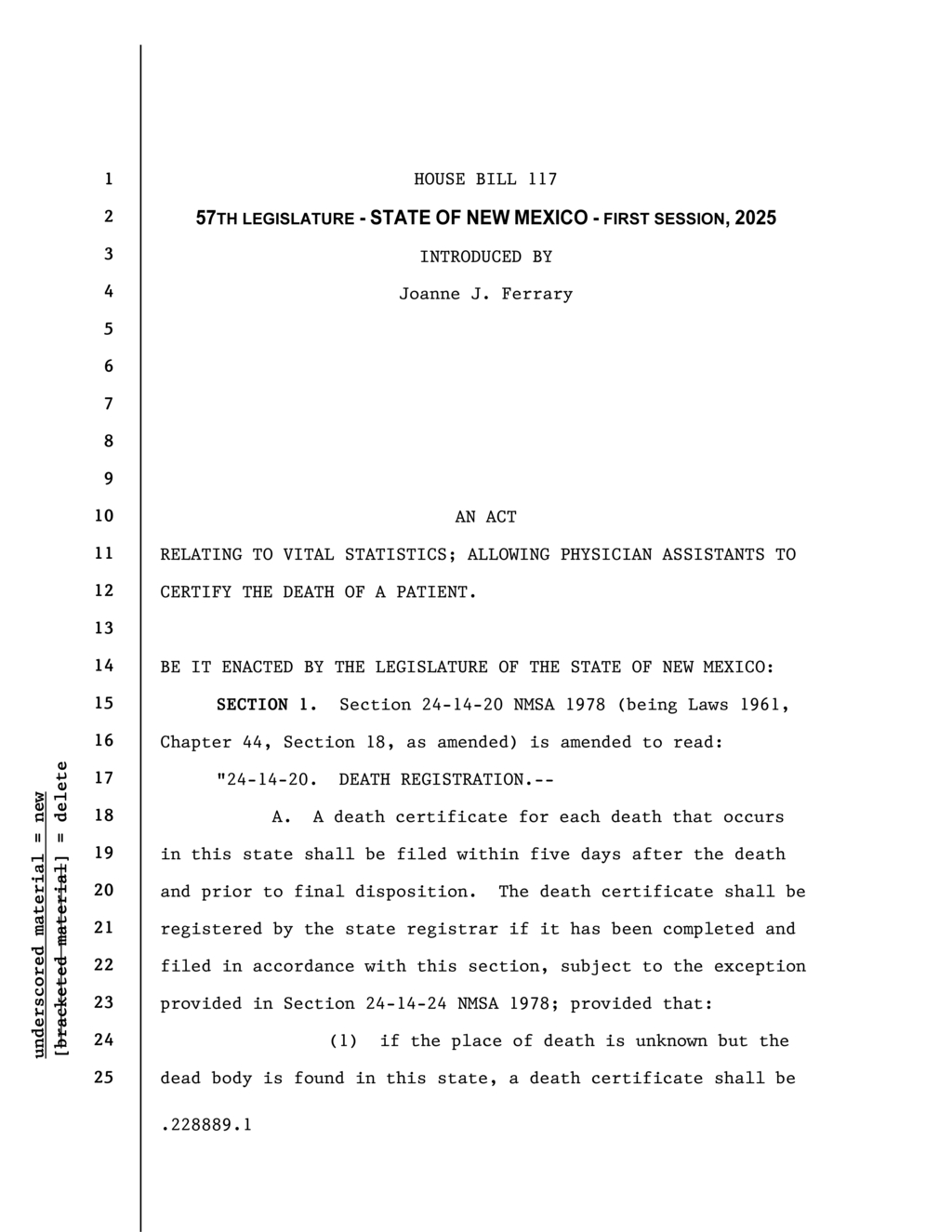 CitizenPortal.ai - New Mexico legislators enable physician assistants to certify death under ...