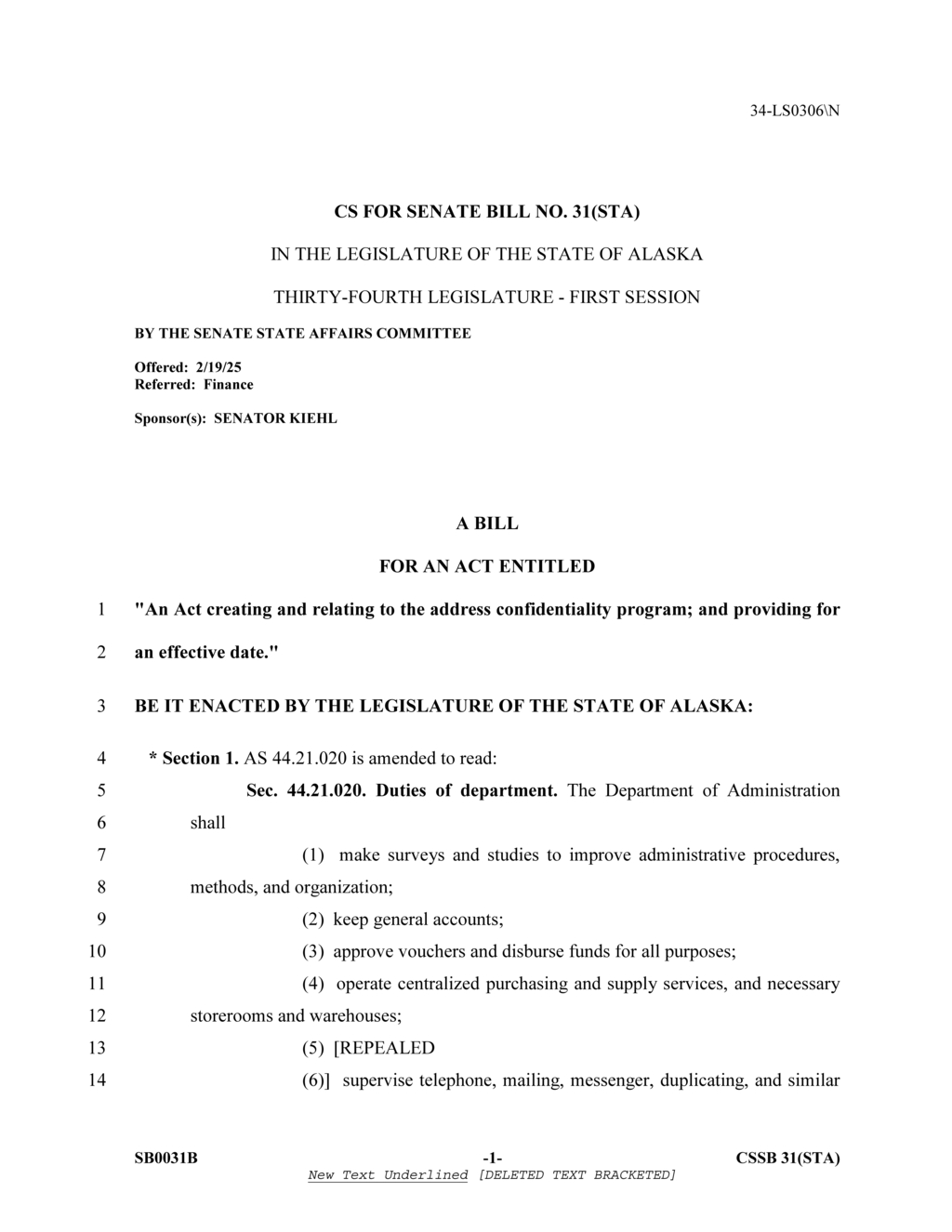 CitizenPortal.ai - Senator Kiehl proposes Alaska's address ...