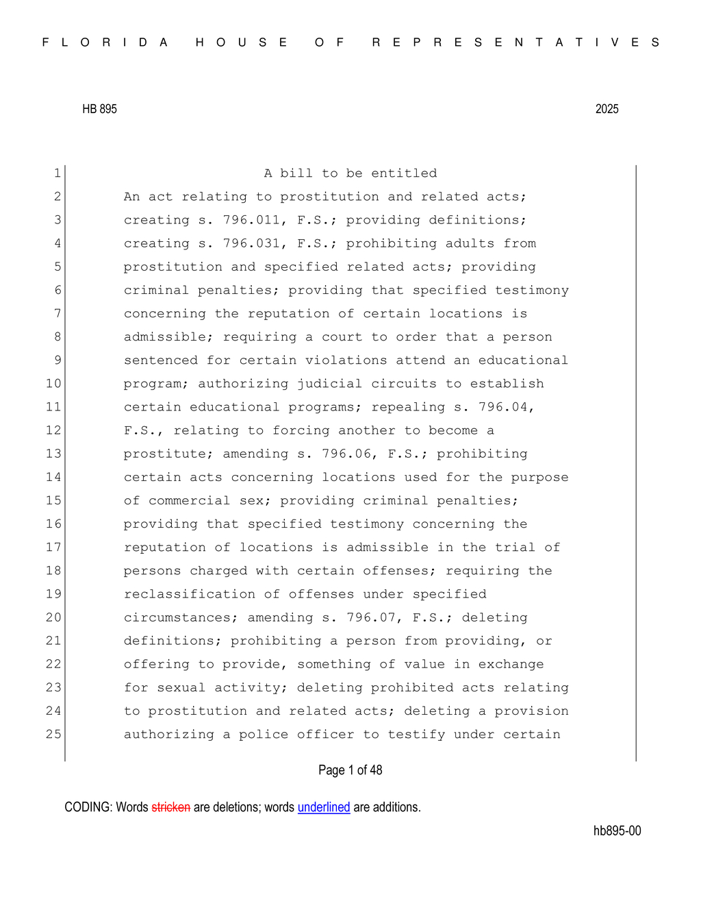 CitizenPortal.ai - Florida House introduces HB 895 targeting ...
