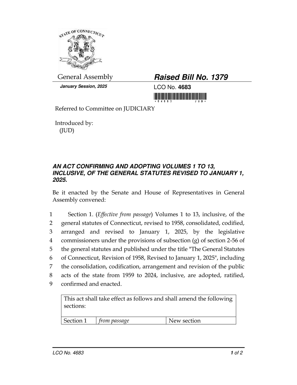 CitizenPortal.ai - Connecticut Legislature adopts General Statutes ...