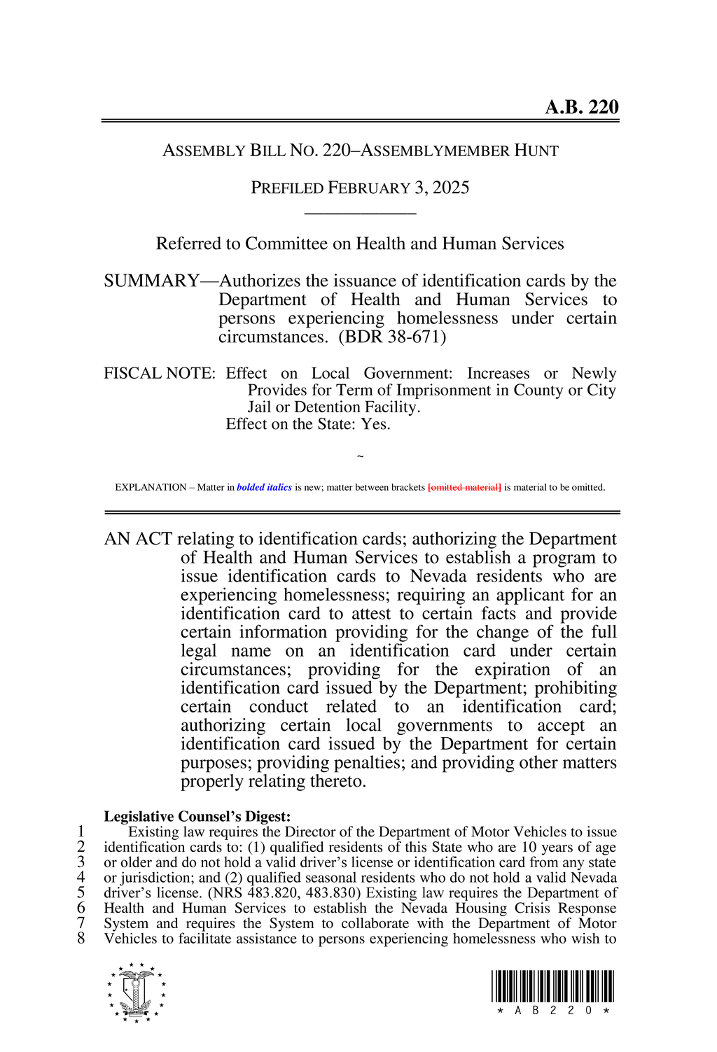 CitizenPortal.ai - Nevada enacts ID card regulations for homeless residents