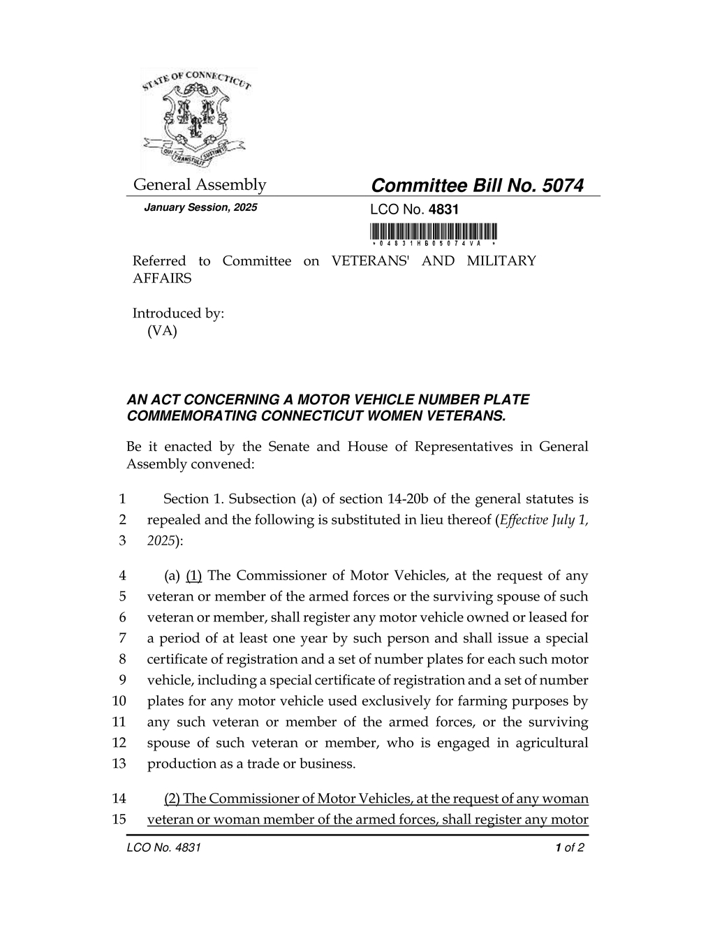 CitizenPortal.ai - Connecticut lawmakers propose special license plates ...