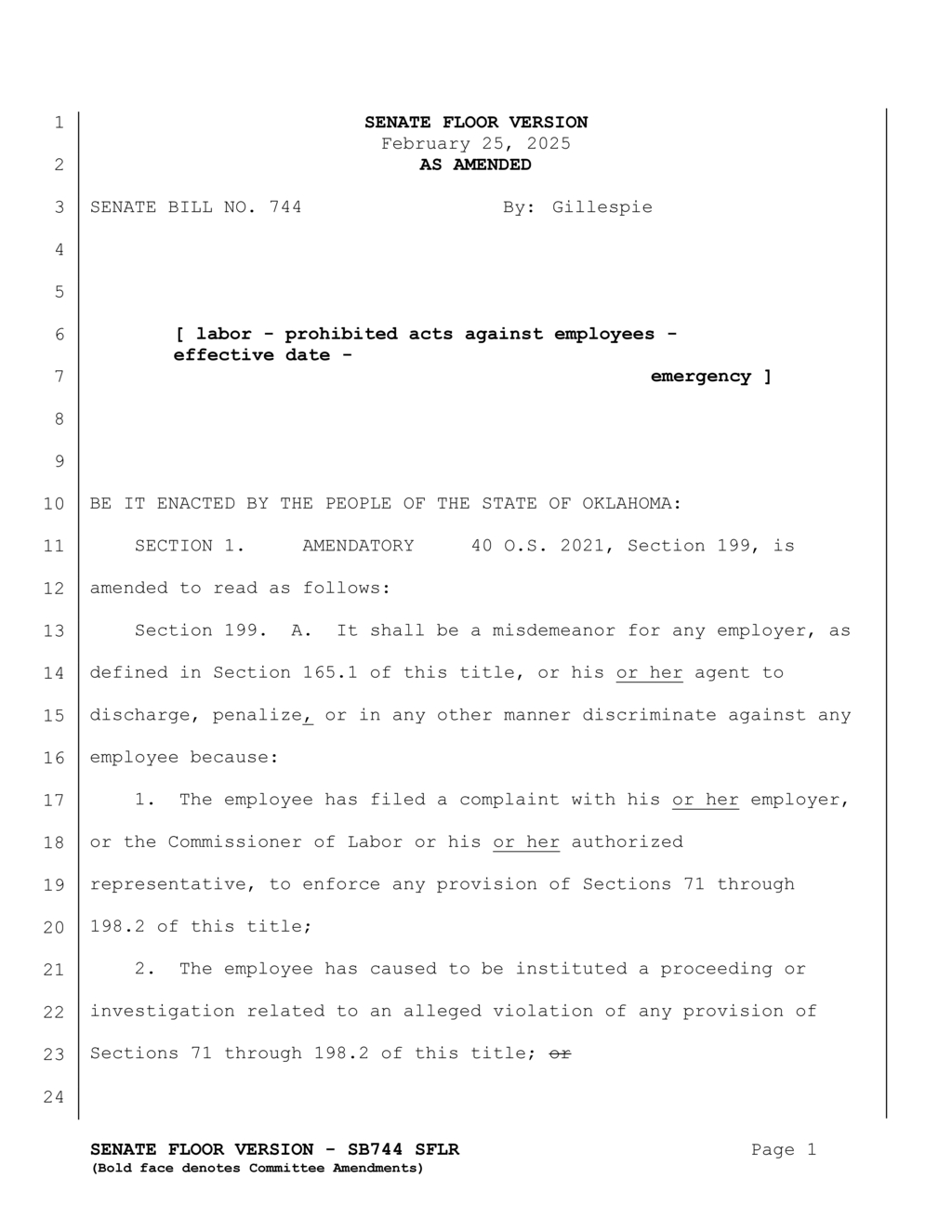 CitizenPortal.ai - Oklahoma Senate addresses employee rights against ...