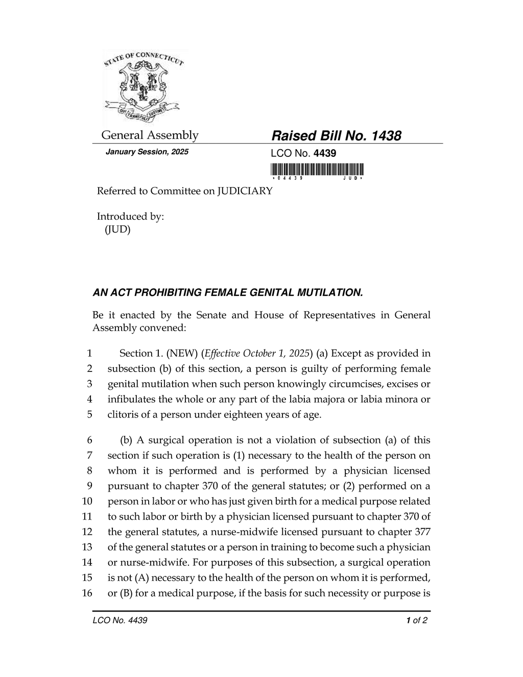 CitizenPortal.ai - Connecticut proposes bill classifying female genital ...