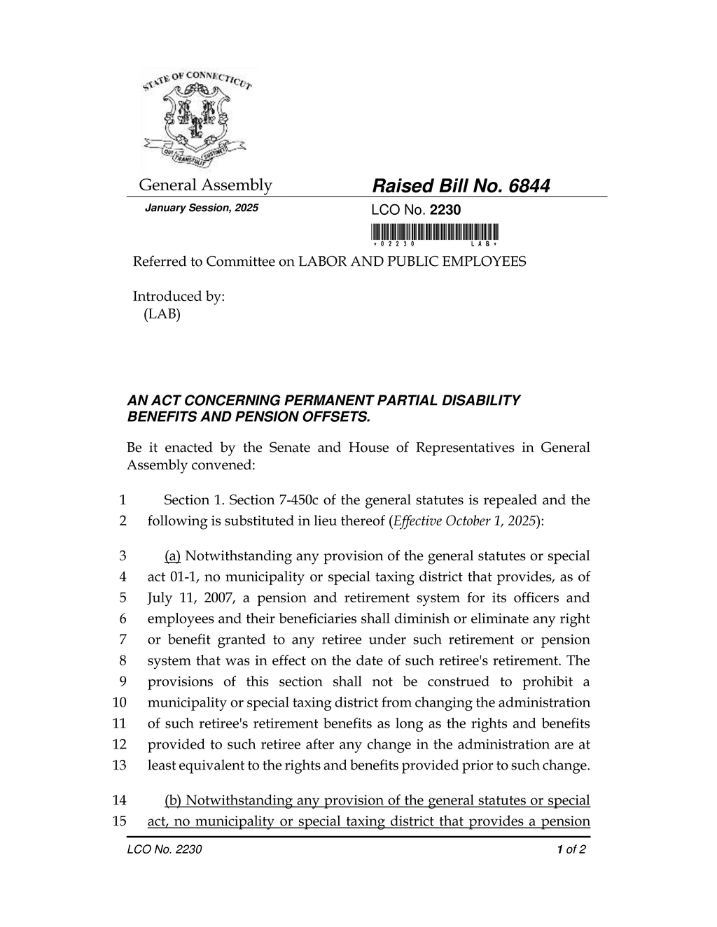 CitizenPortal.ai - Connecticut Assembly addresses permanent disability ...