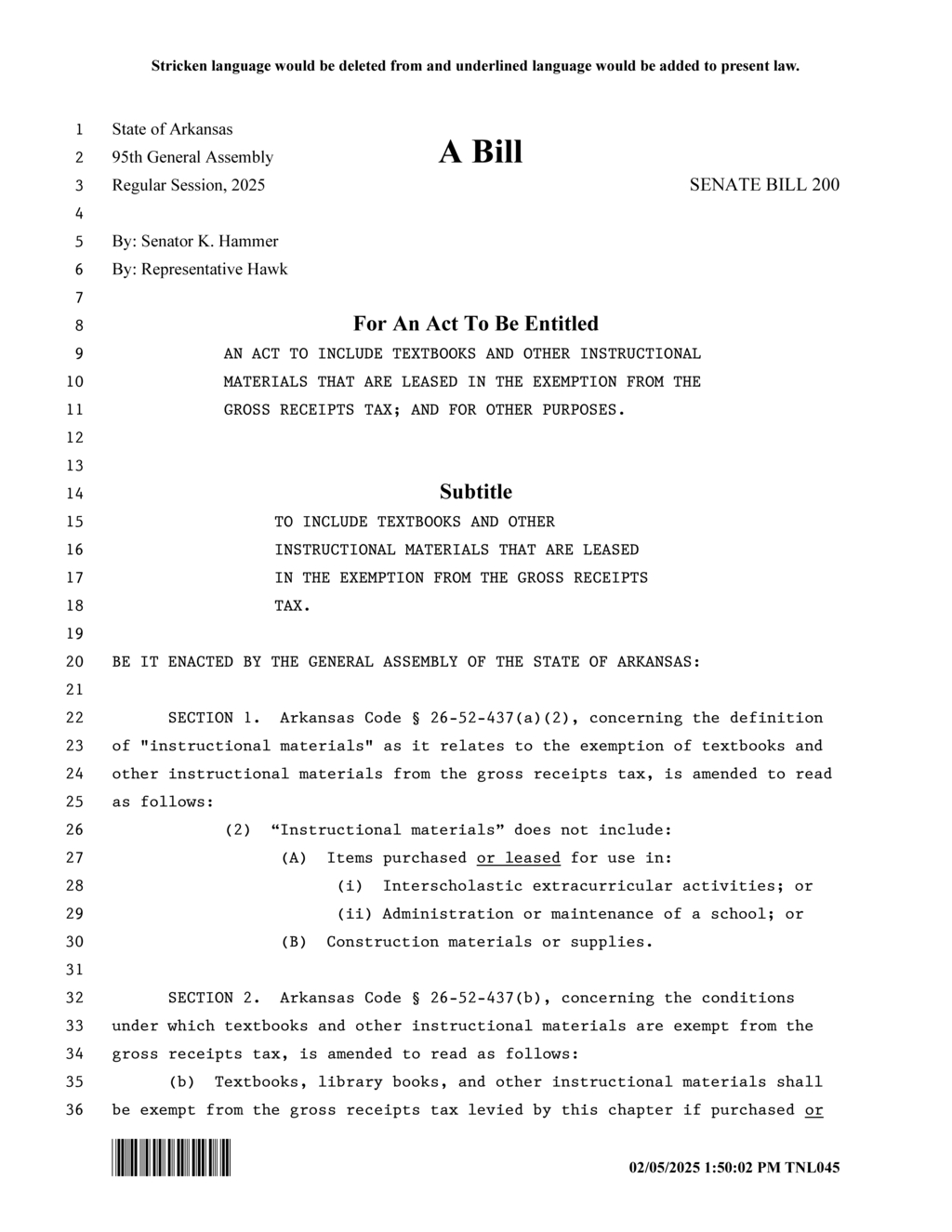 CitizenPortal.ai - Arkansas Senate Bill 200 proposes tax exemption for ...