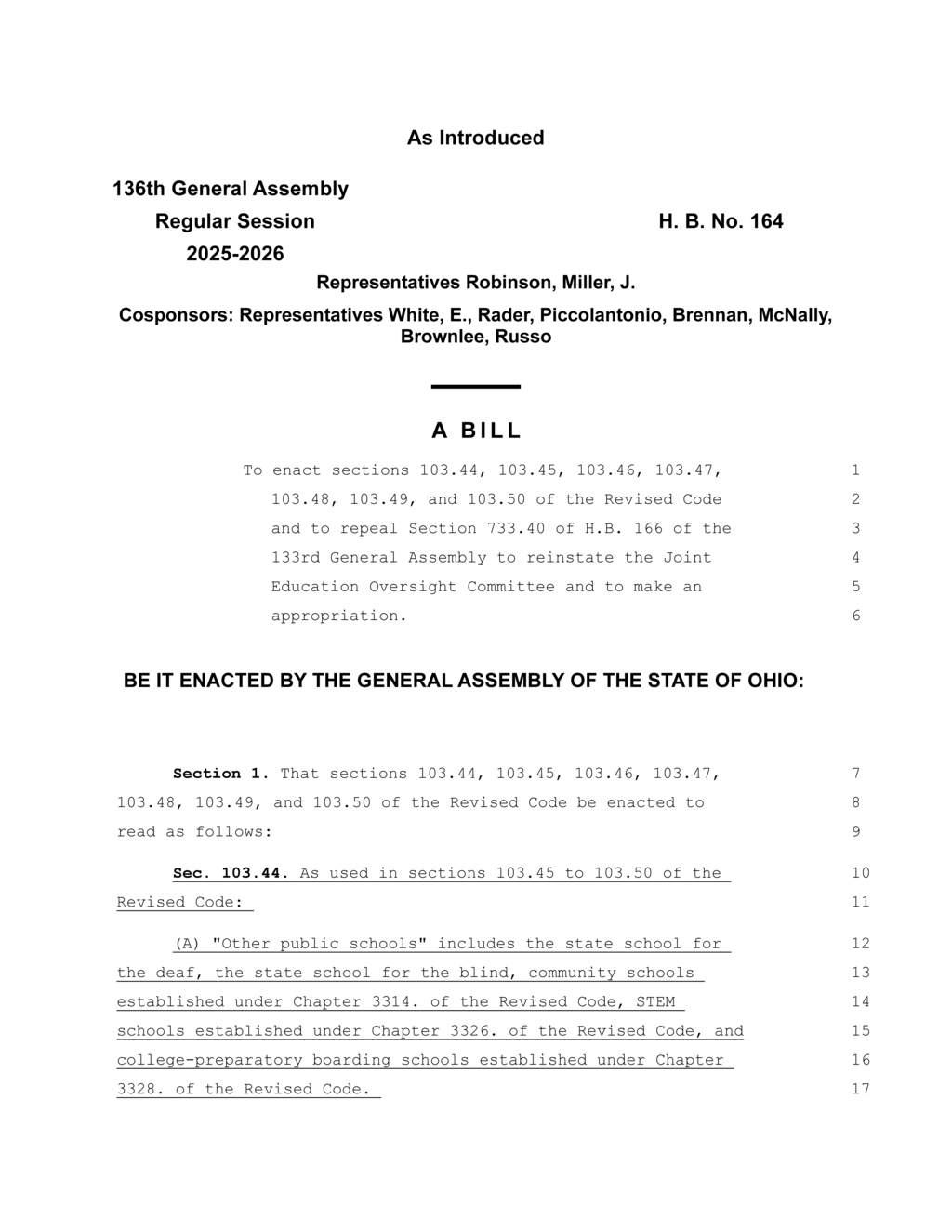 CitizenPortal.ai - Ohio General Assembly reinstates Joint Education ...