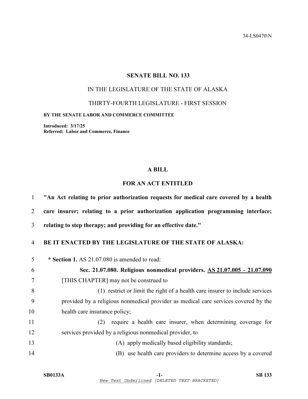 CitizenPortal.ai - Alaska Senate introduces Bill 133 on prior ...