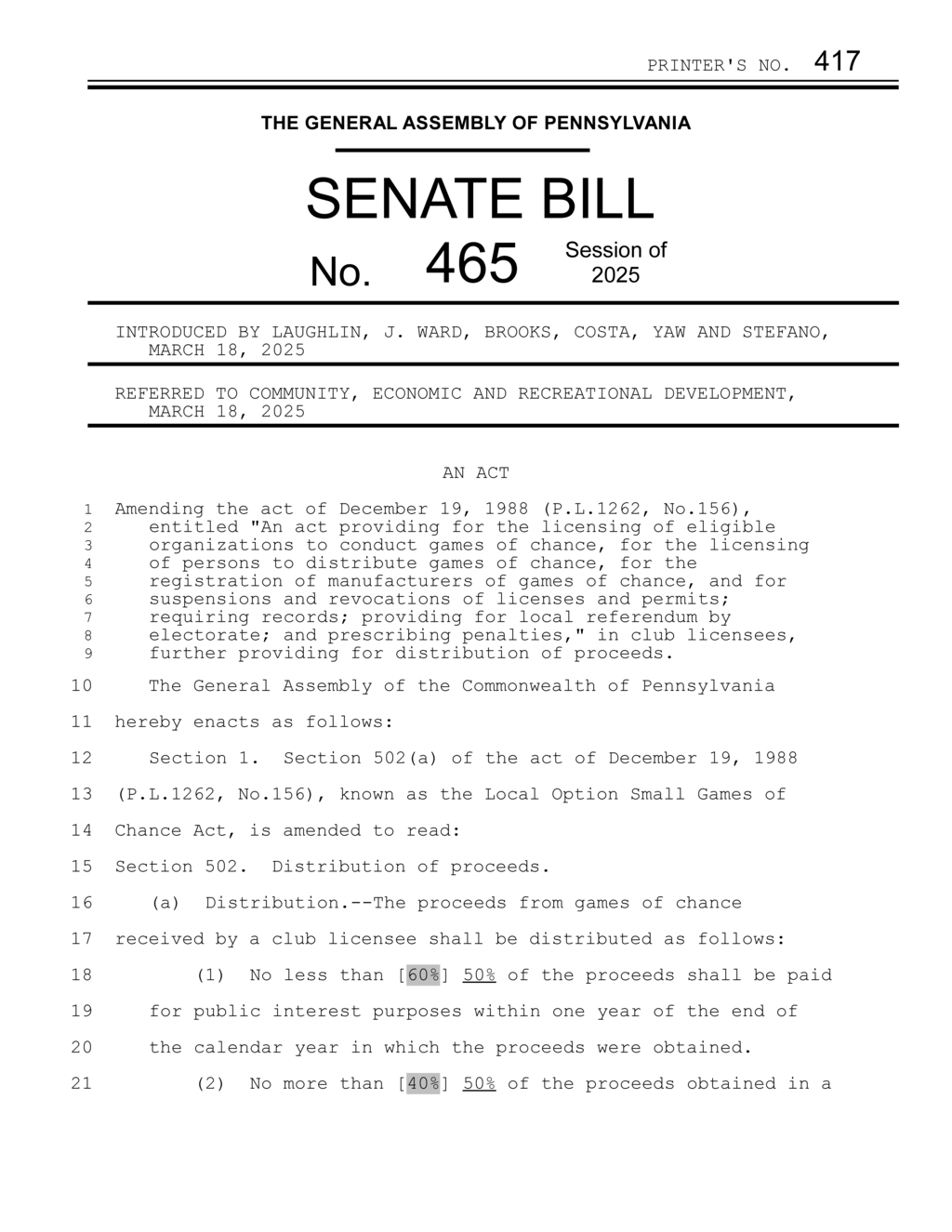 CitizenPortal.ai - Pennsylvania Senate Bill 465 amends game of chance ...
