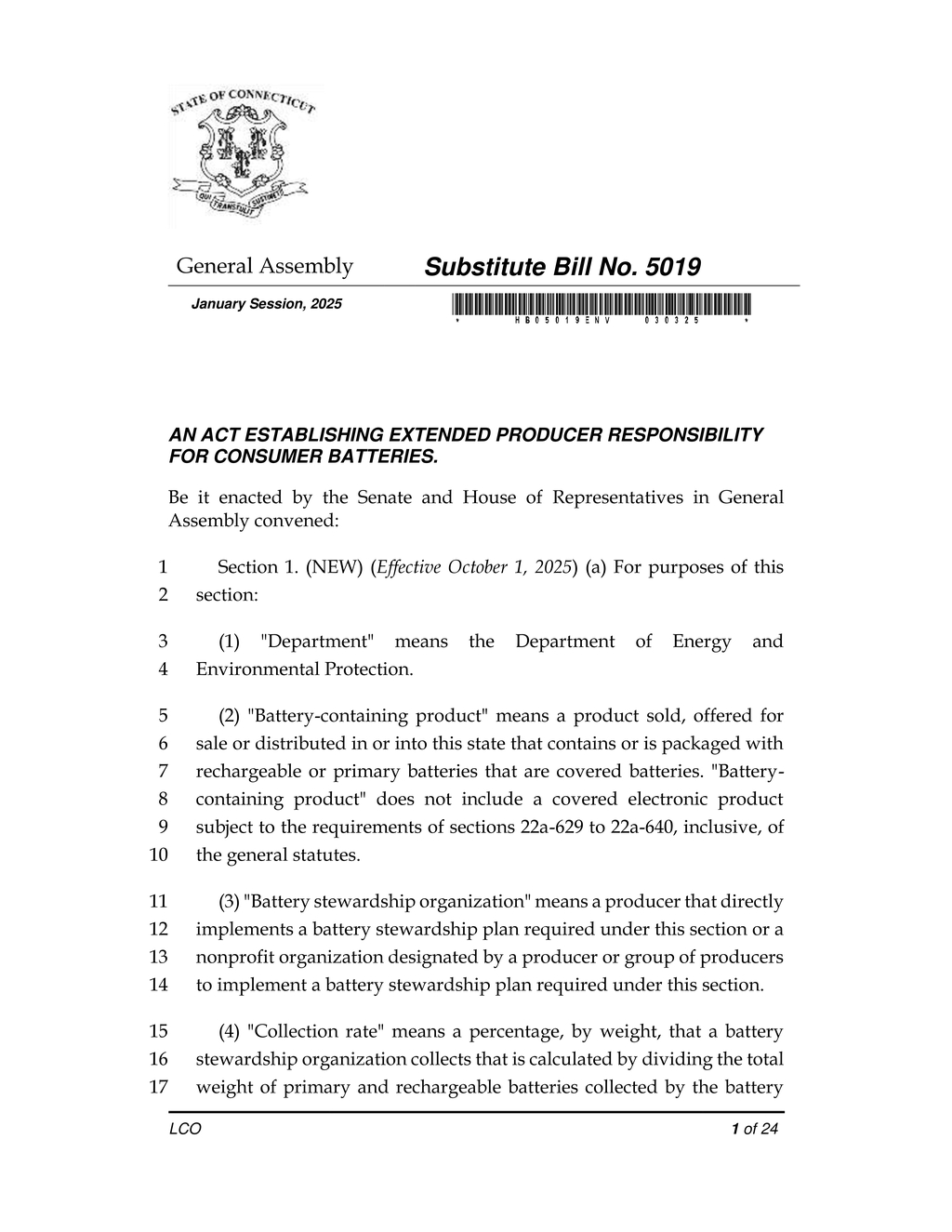 CitizenPortal.ai - Connecticut establishes battery stewardship program with strict compliance ...