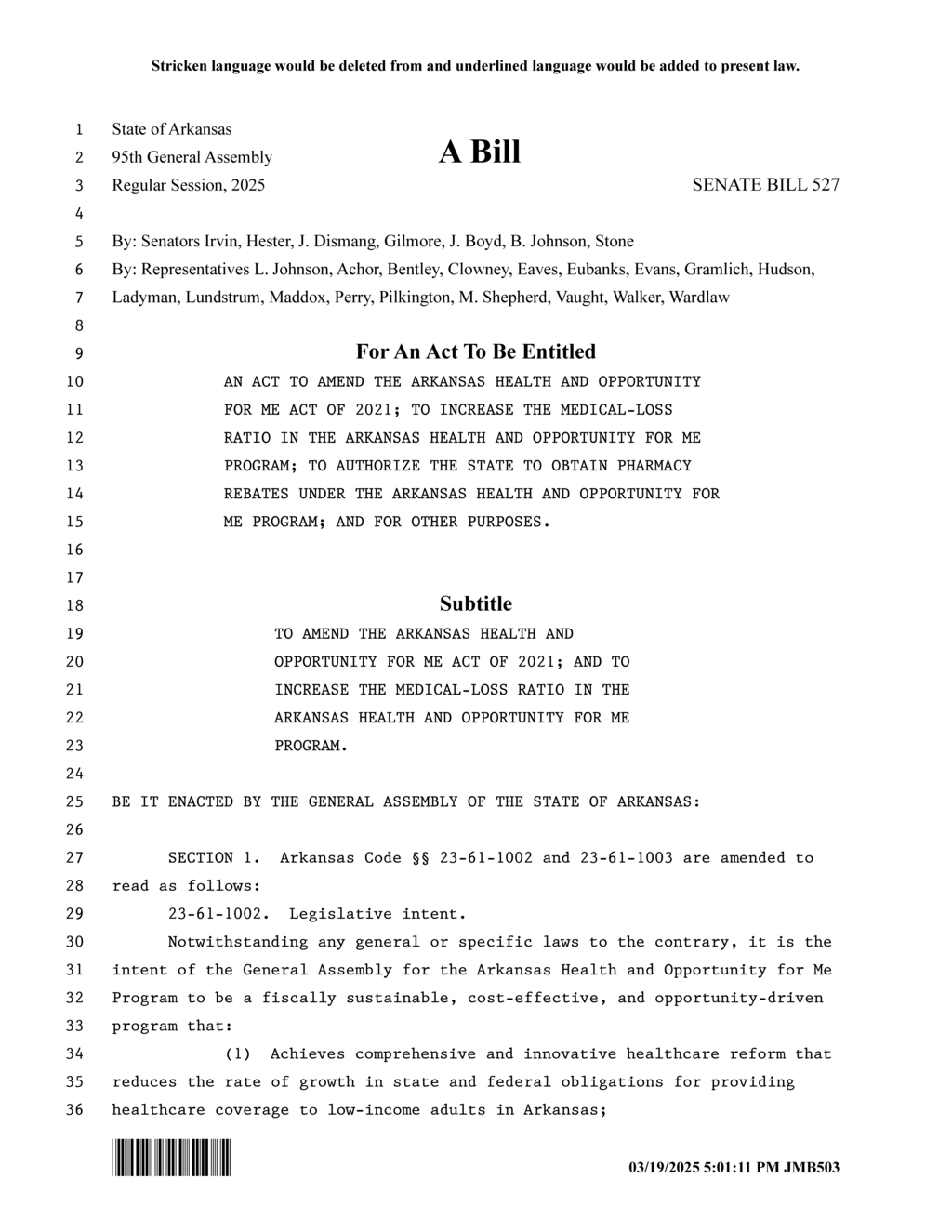CitizenPortal.ai - Arkansas Senate introduces bill to amend Health and ...