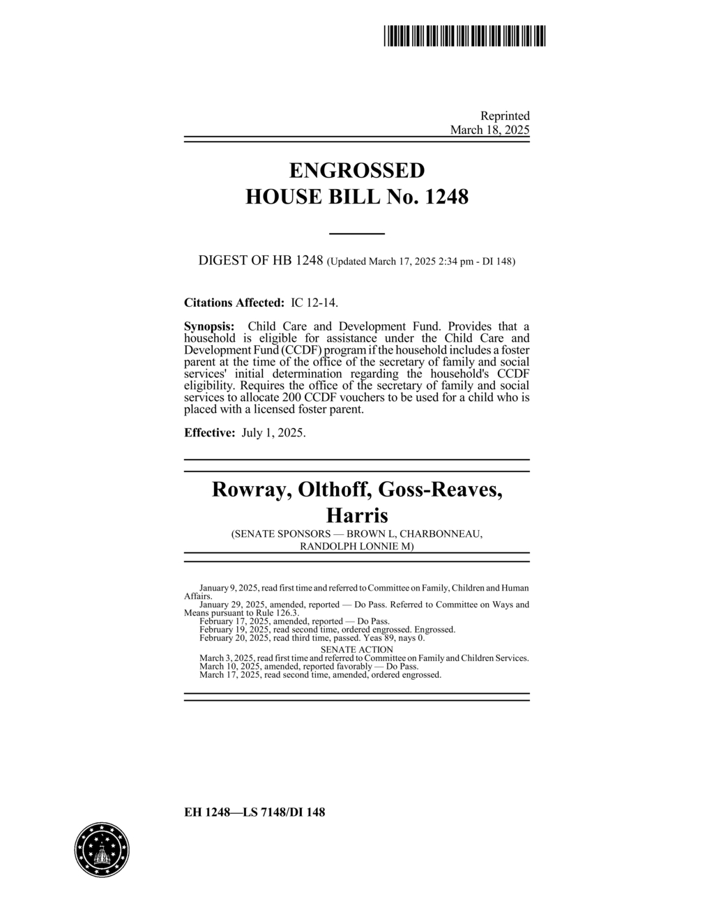 CitizenPortal.ai - Indiana House approves Child Care Development Fund ...