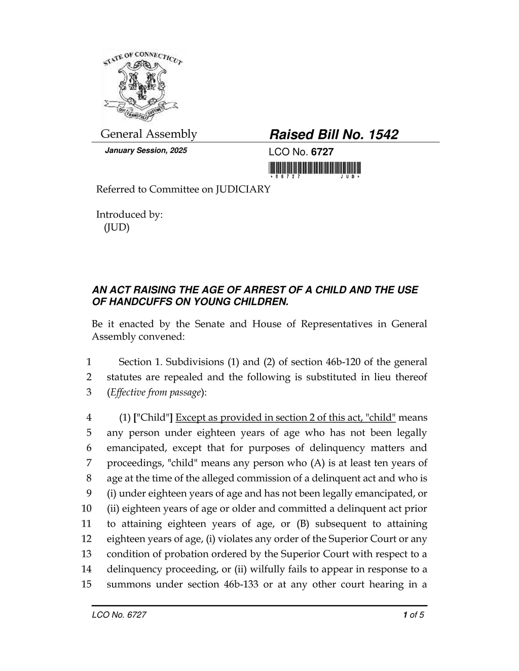 CitizenPortal.ai - Connecticut proposes raising age for child arrests ...