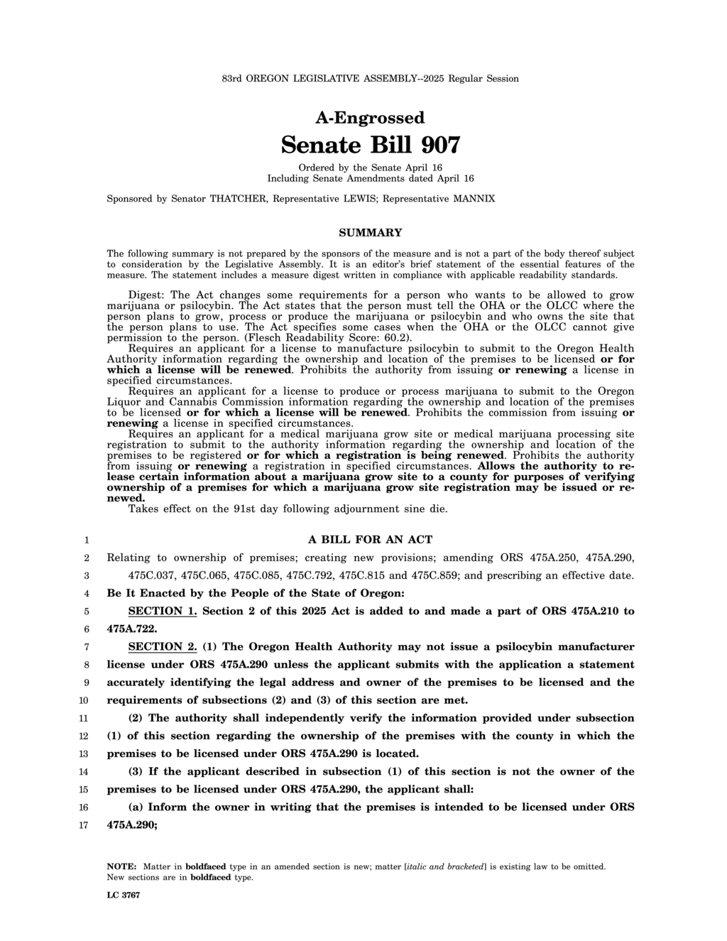 CitizenPortal.ai - Oregon legislature approves SB 907 regulating marijuana caregiver and grow ...