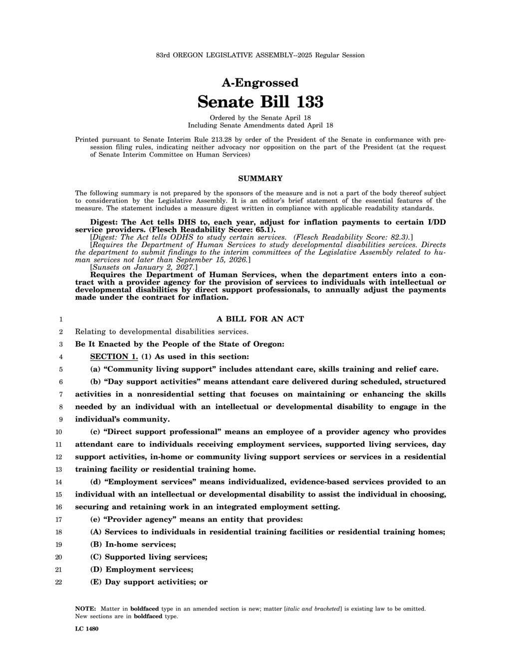 CitizenPortal.ai - Oregon Senate Bill 133 mandates inflation ...
