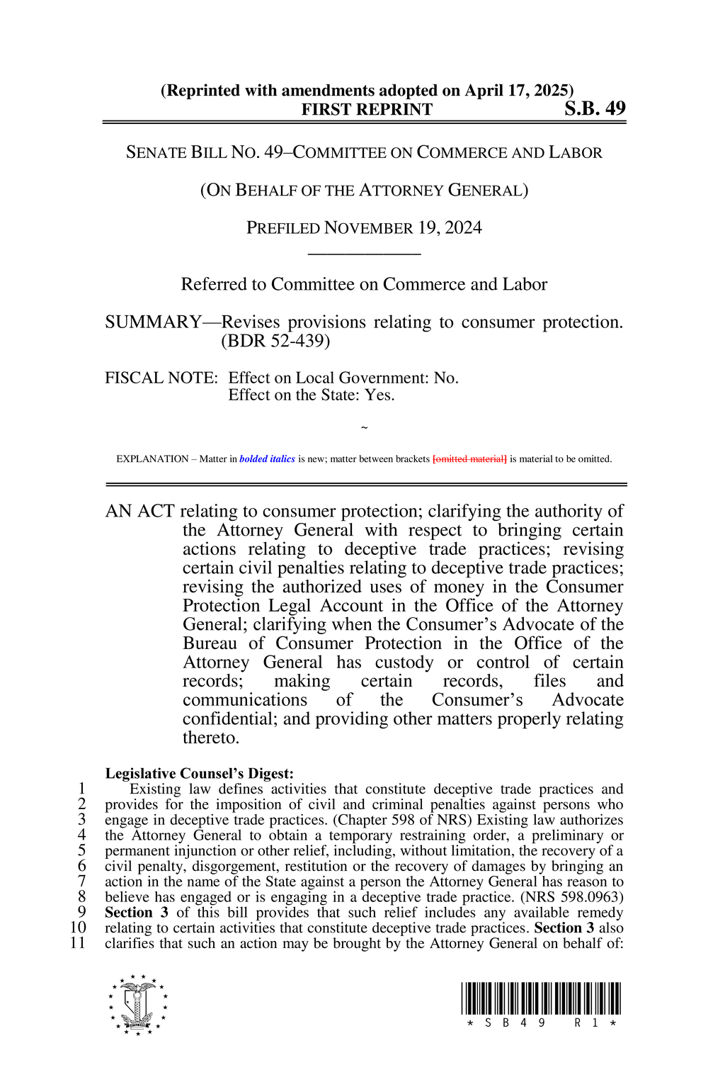CitizenPortal.ai - Nevada Senate Bill 49 enhances consumer protection ...