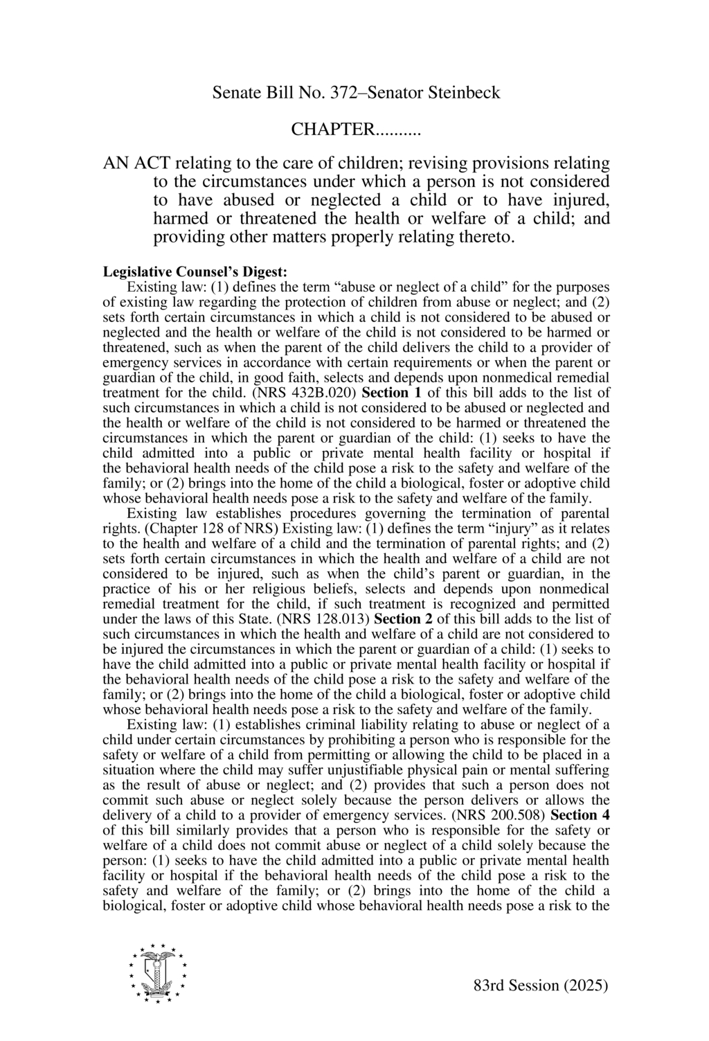 CitizenPortal.ai - Nevada lawmakers amend child welfare and custody ...