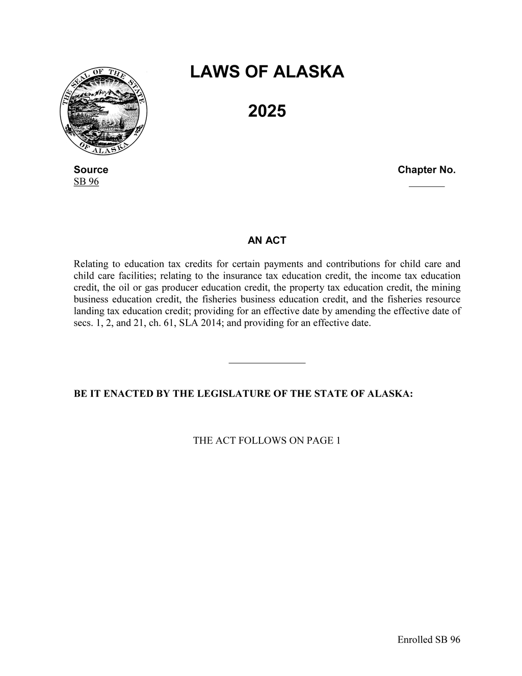 CitizenPortal.ai - Alaska Senate enacts SB 96 enhancing education tax ...