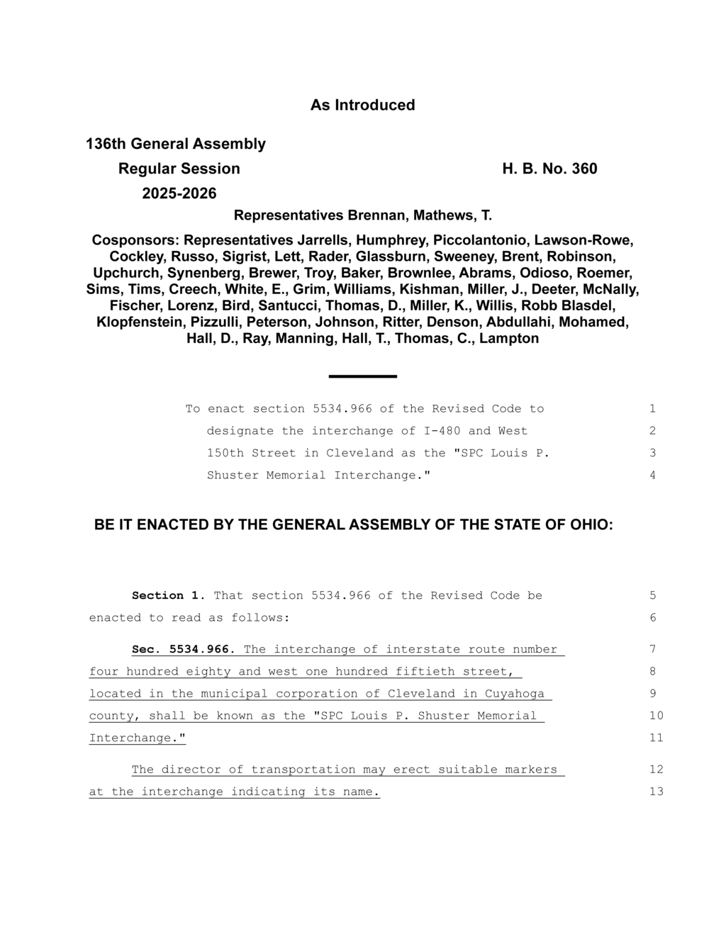 CitizenPortal.ai - Ohio General Assembly names Cleveland interchange ...