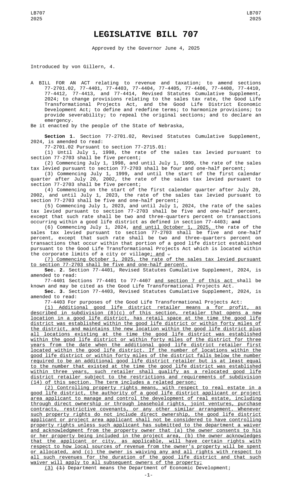 CitizenPortal.ai - Governor approves Legislative Bill 707 to amend Nebraska's sales tax and ...