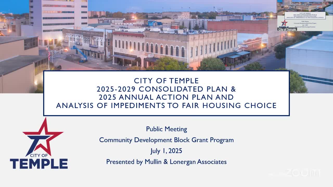 CitizenPortal.ai - City hears presentation on CDBG consolidated plan, annual action plan and ...