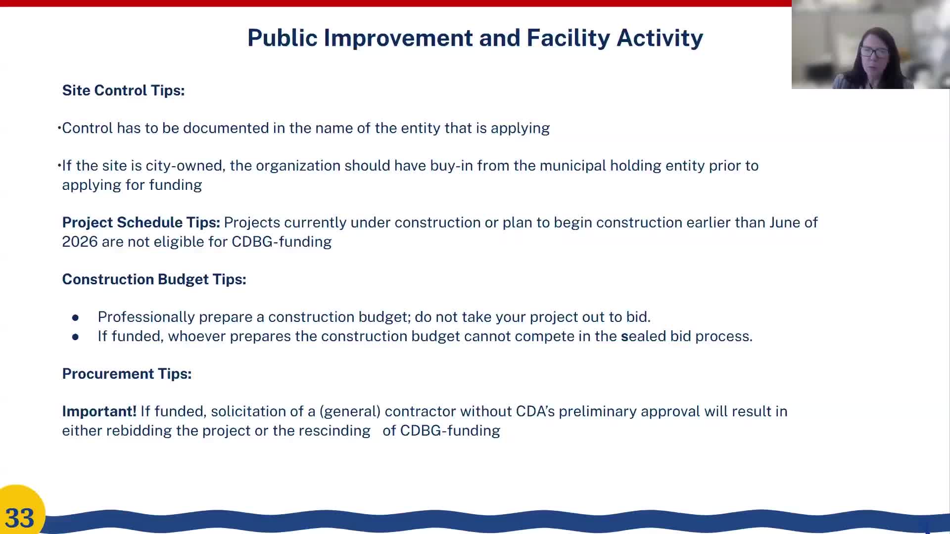 CDA cautions applicants: site control, environmental review, Davis ...