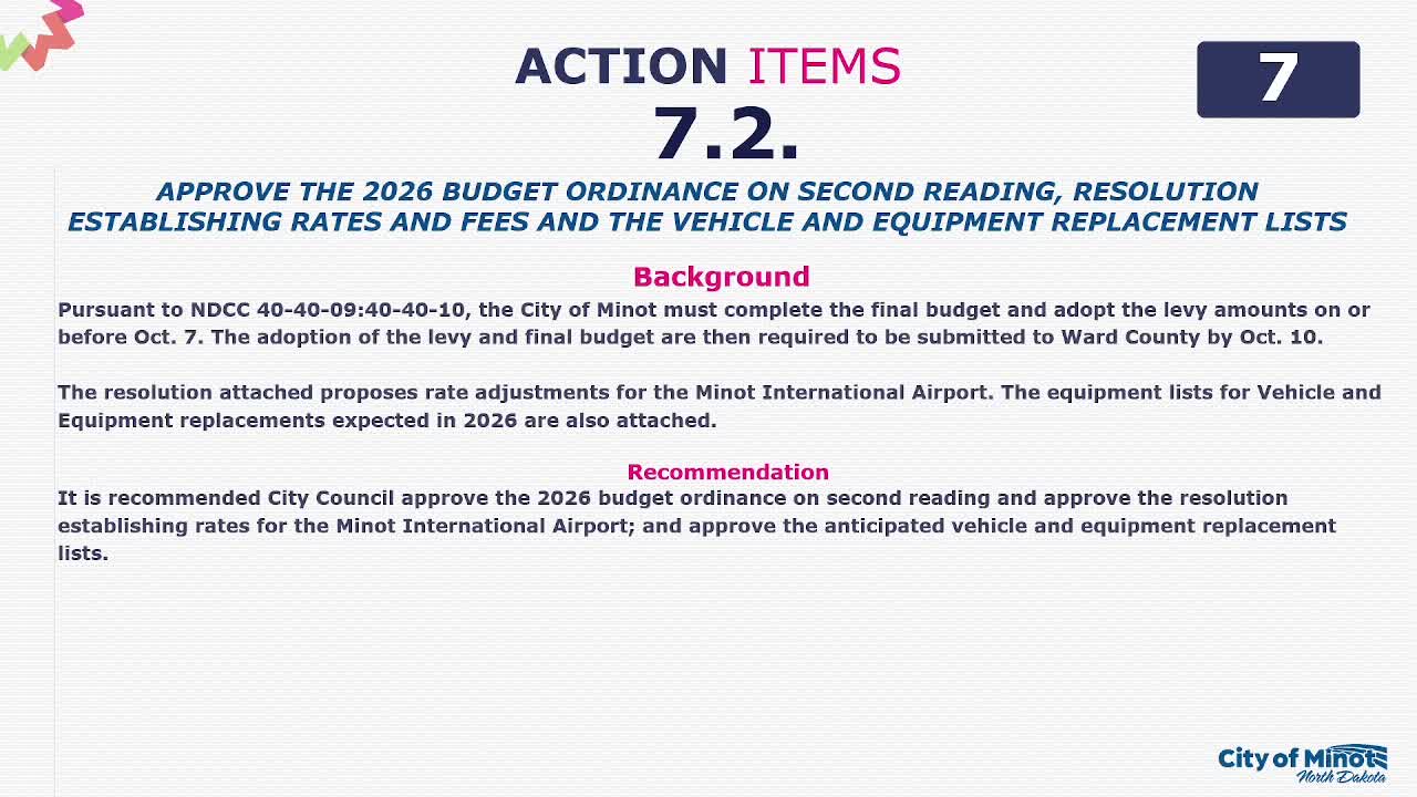 CitizenPortal.ai - Minot council adopts 2026 budget, lowers levy and directs economic ...