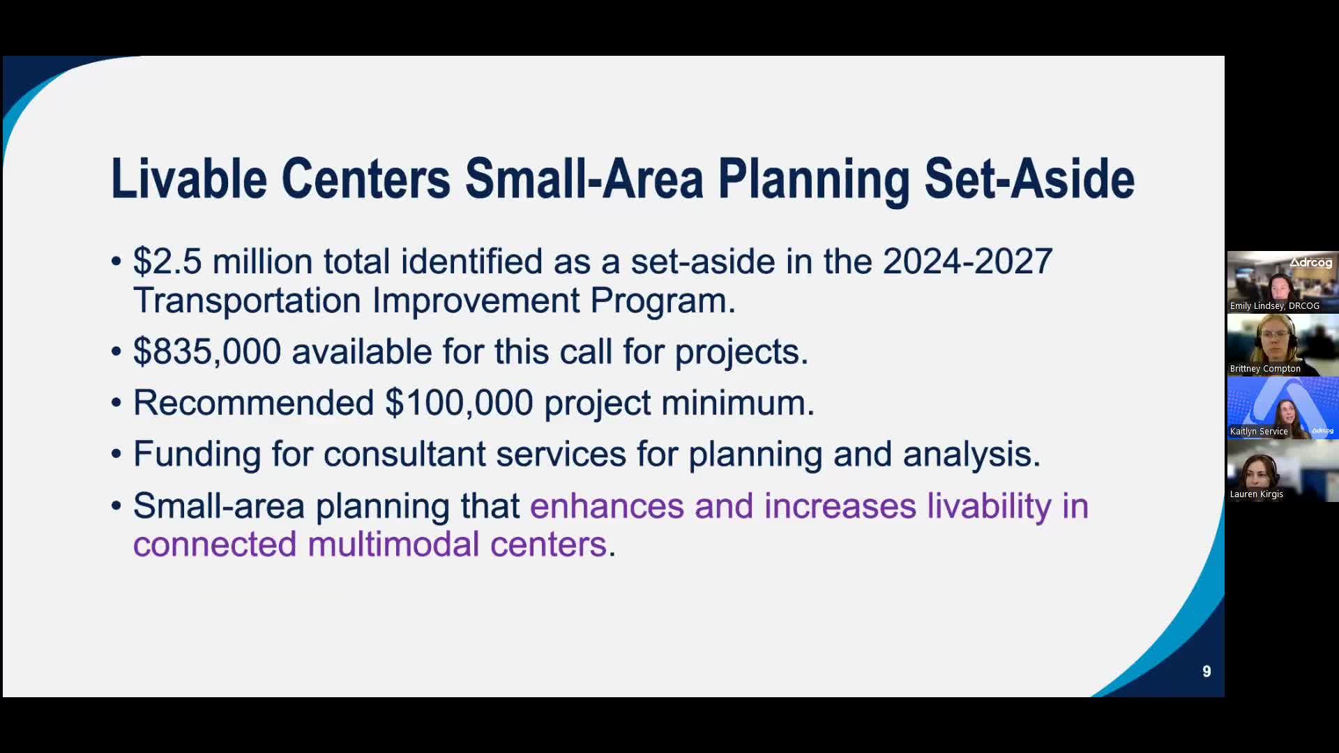 CitizenPortal.ai - DRCOG livable centers set-aside funds small-area ...