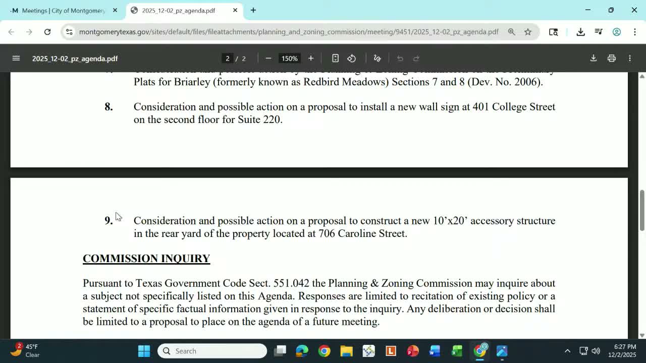CitizenPortal.ai - Commission approves 10x20 accessory structure at 706 ...