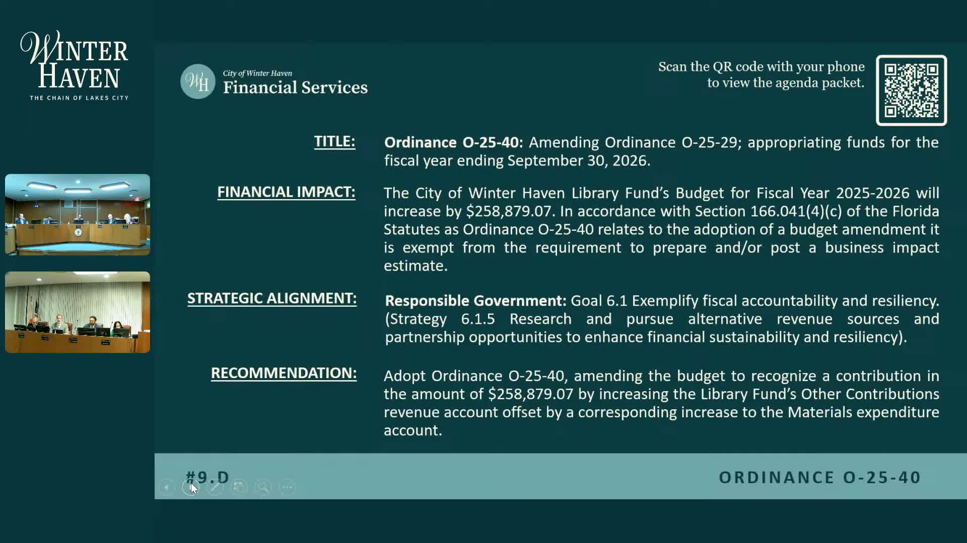 CitizenPortal.ai - City adopts budget adjustments: library bequest ...