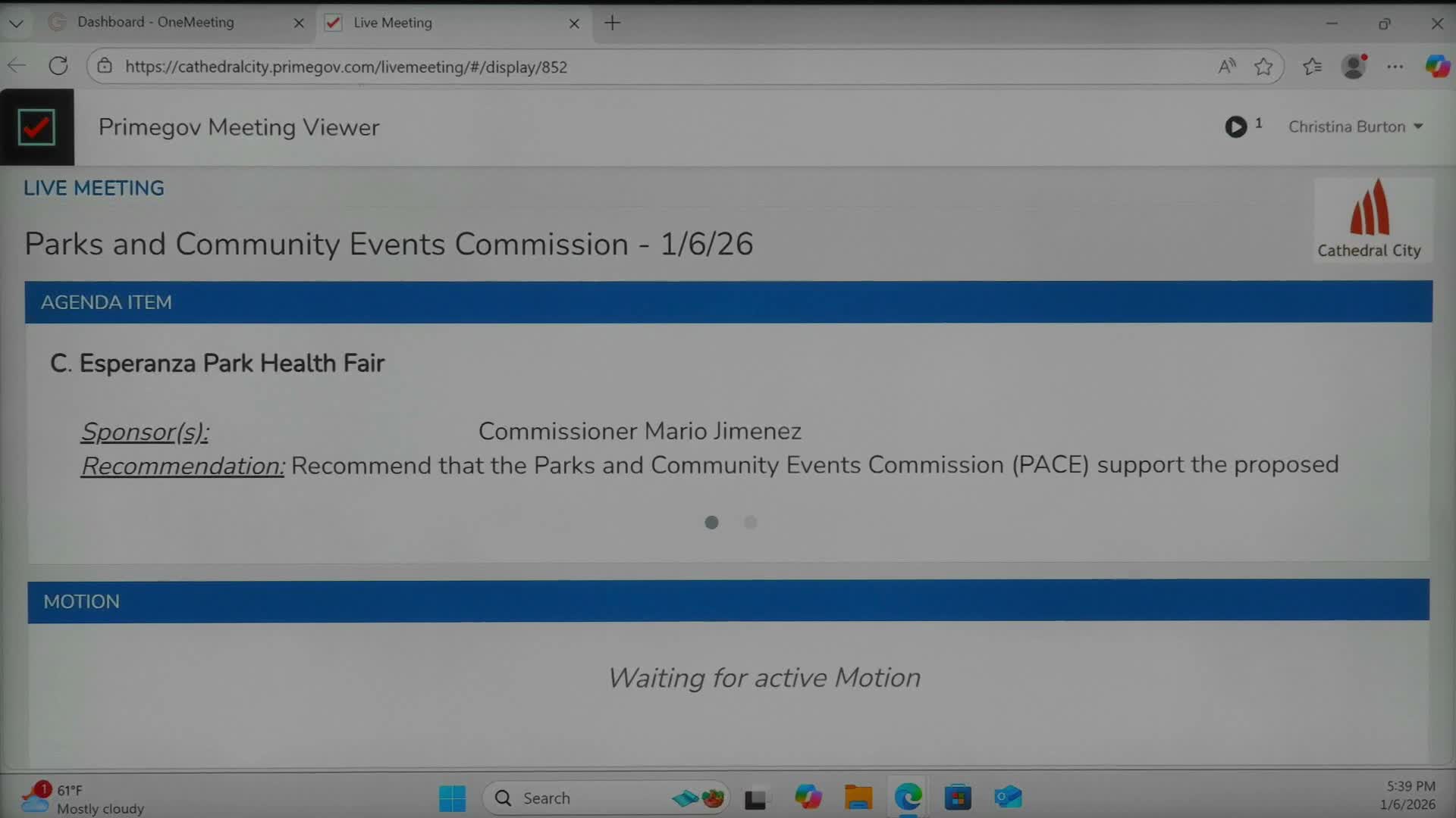 CitizenPortal.ai - Commission approves Esperanza Park health fair Feb ...