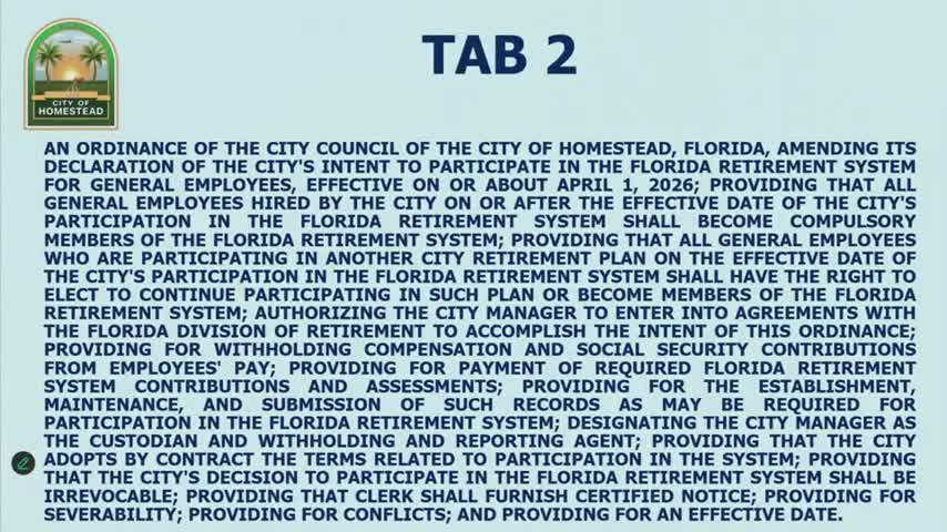 CitizenPortal.ai - Homestead council approves first reading to join ...