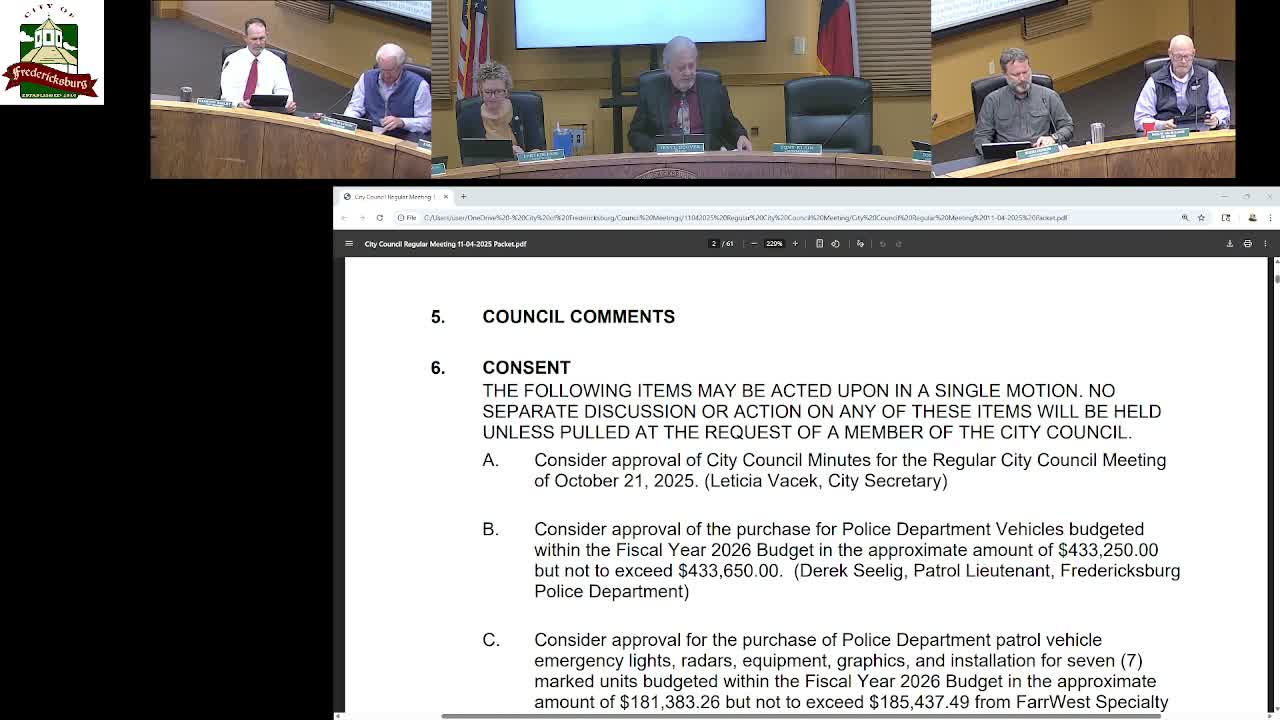 Council approves consent agenda and adopts equipment‑financing ...